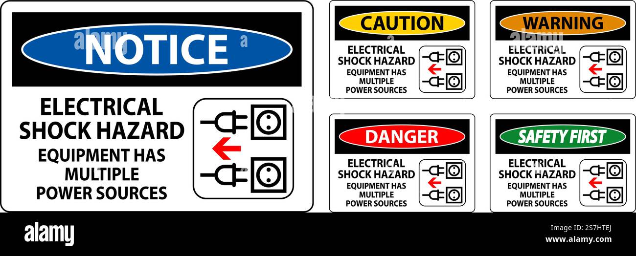 Danger Sign Electrical Shock Hazard, Equipment Has Multiple Power ...