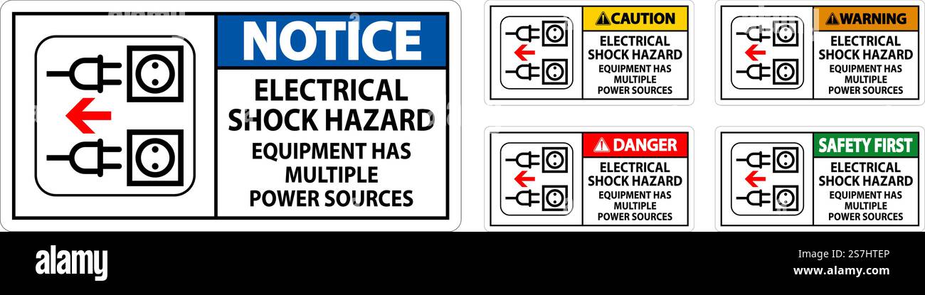 Danger Sign Electrical Shock Hazard, Equipment Has Multiple Power ...