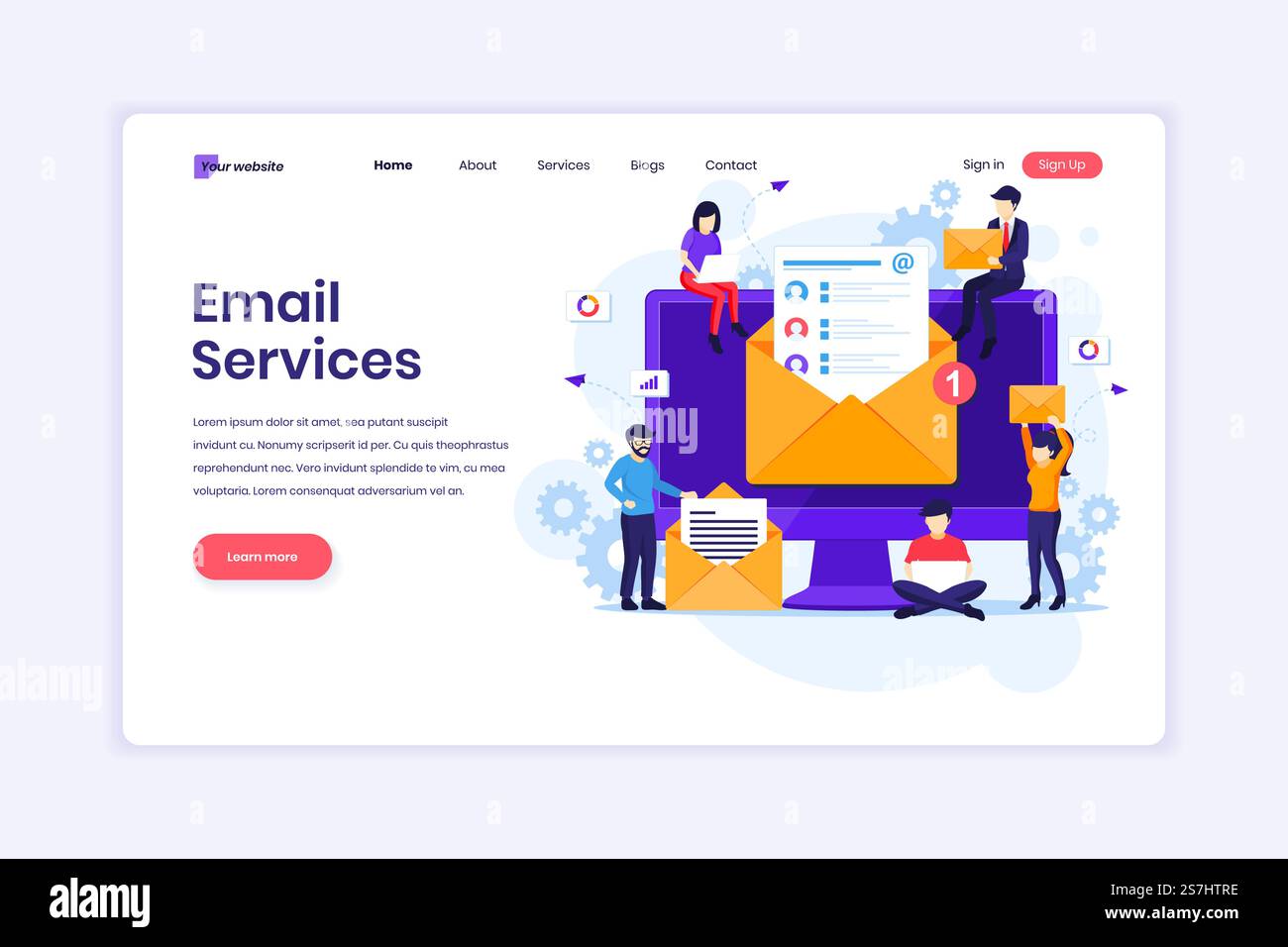 Landing page design concept of Email marketing services, Advertising ...