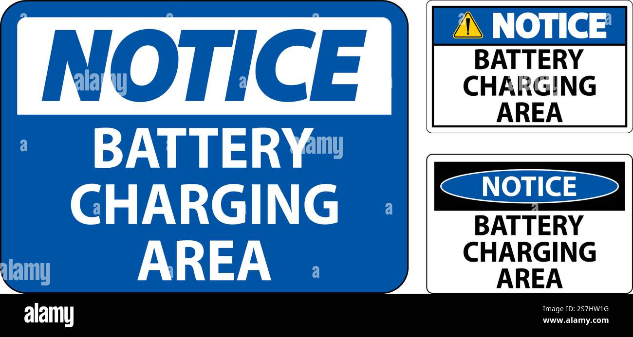 Notice Sign Battery Charging Area On White Background Stock Vector ...