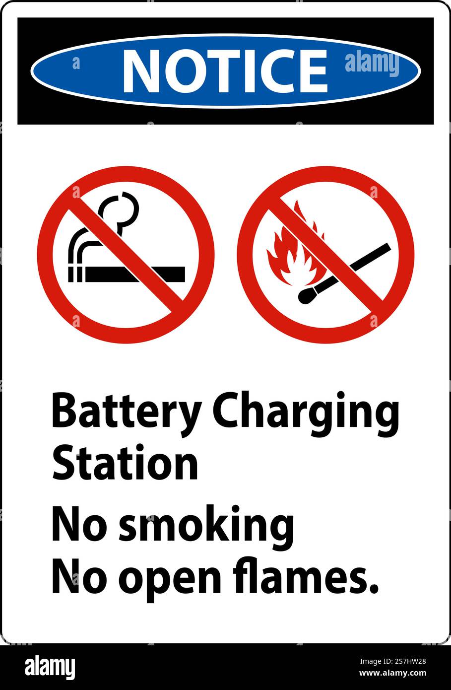 Notice Sign Battery Charging Station, No Smoking, No Open Flames Stock ...