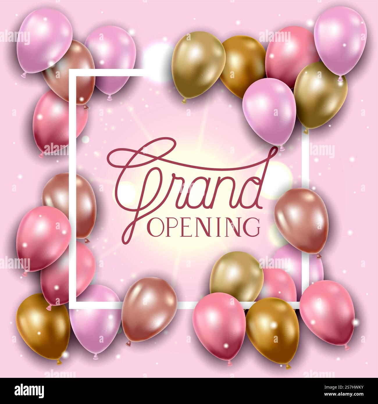 square frame with grand opening message and balloons helium vector ...