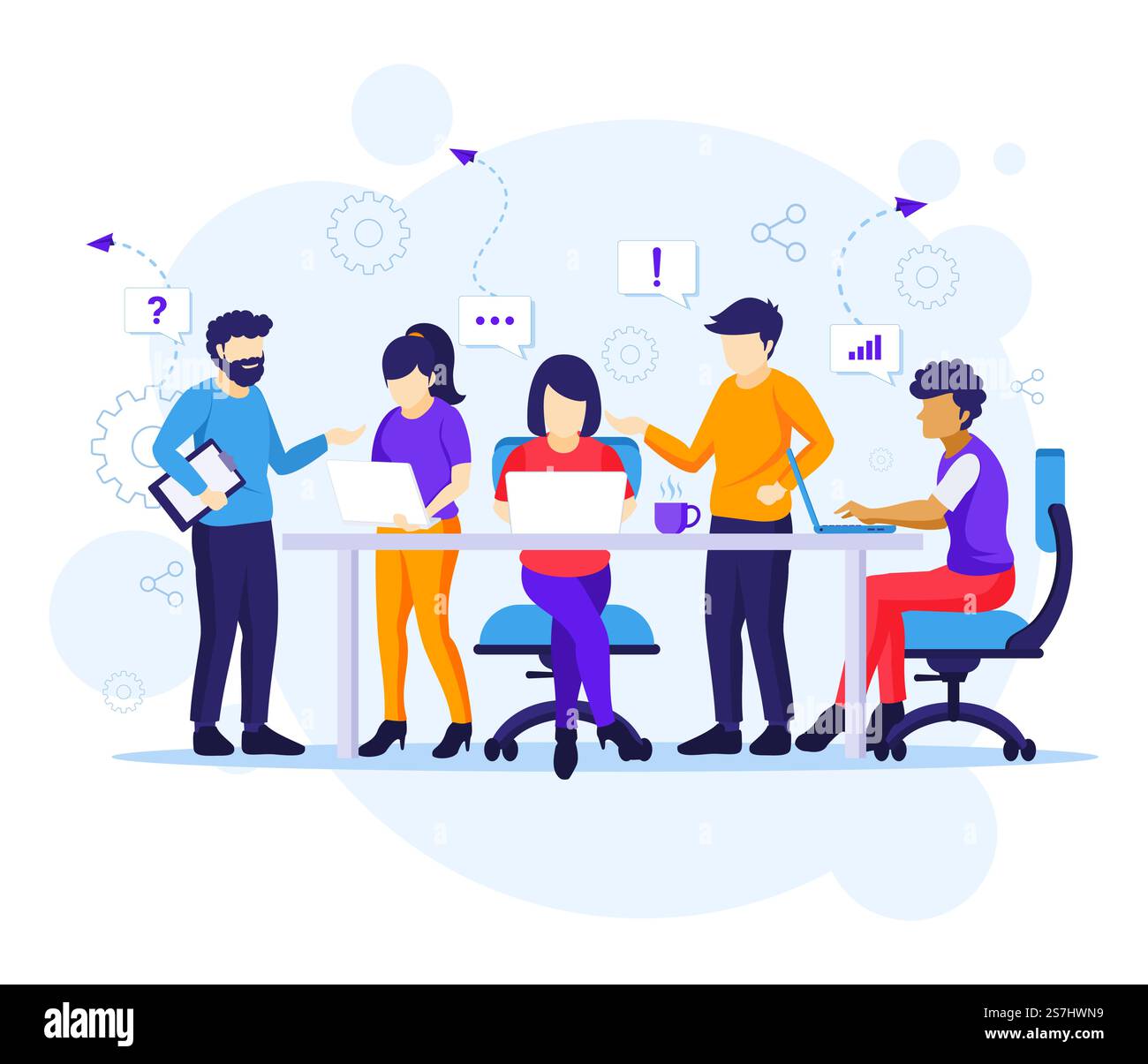 Business teamwork concept, people working in table meeting and the co ...