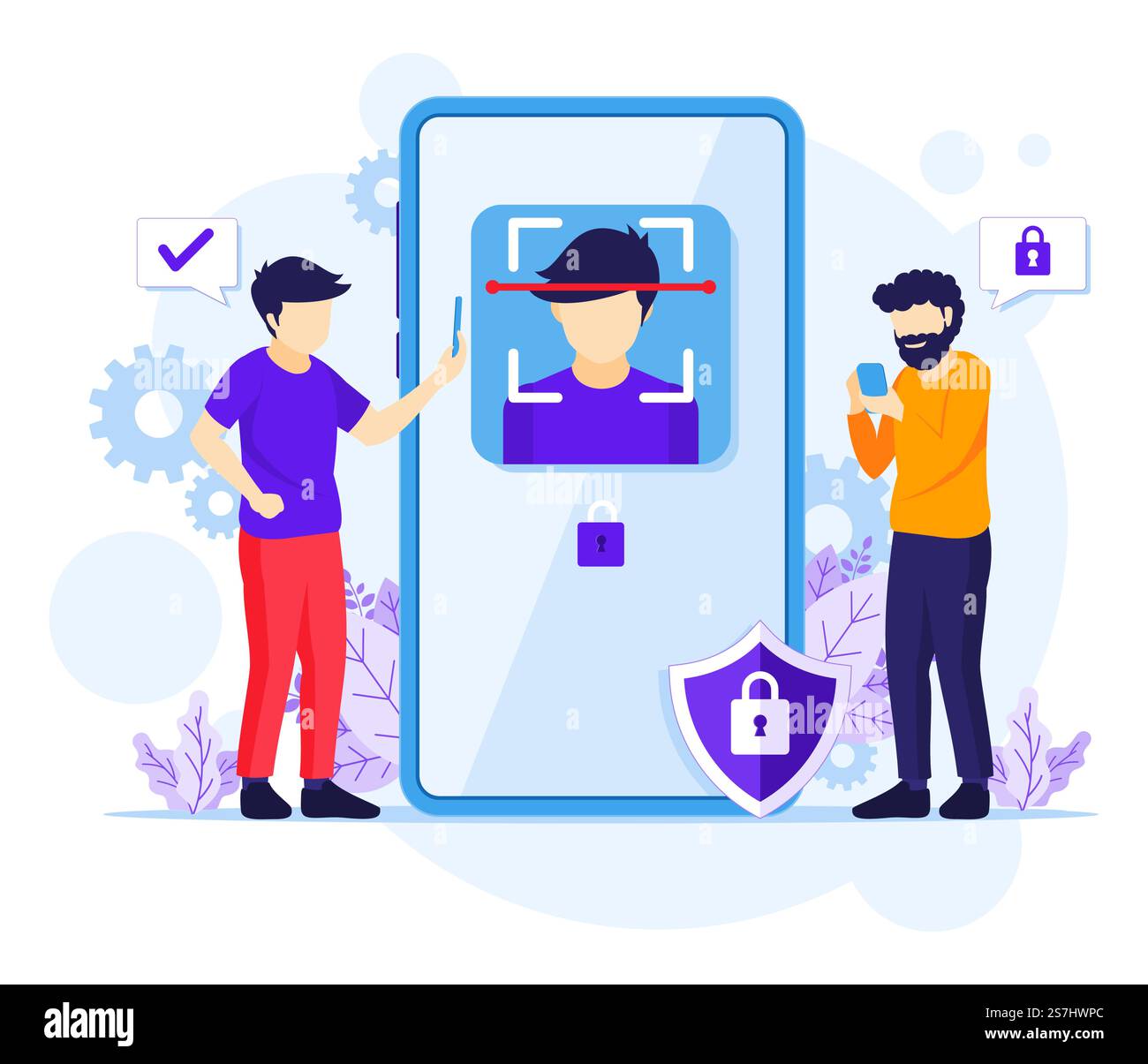 Face recognition technology system concept. Biometric scanner ...