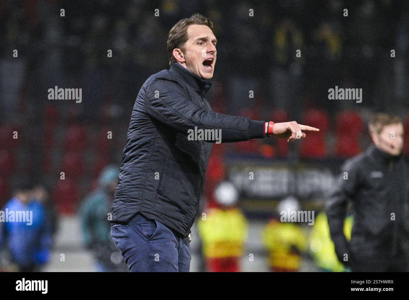 Antwerpen, Belgium. 19th Jan, 2025. Antwerp's head coach Jonas De Roeck pictured during a soccer ...
