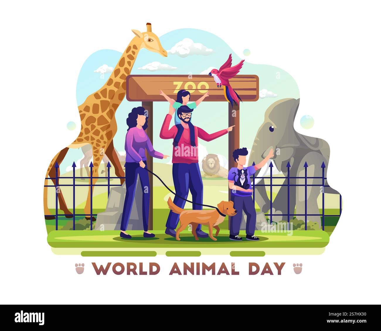 The Family visits the zoo to celebrate world animal day. animal shelter ...