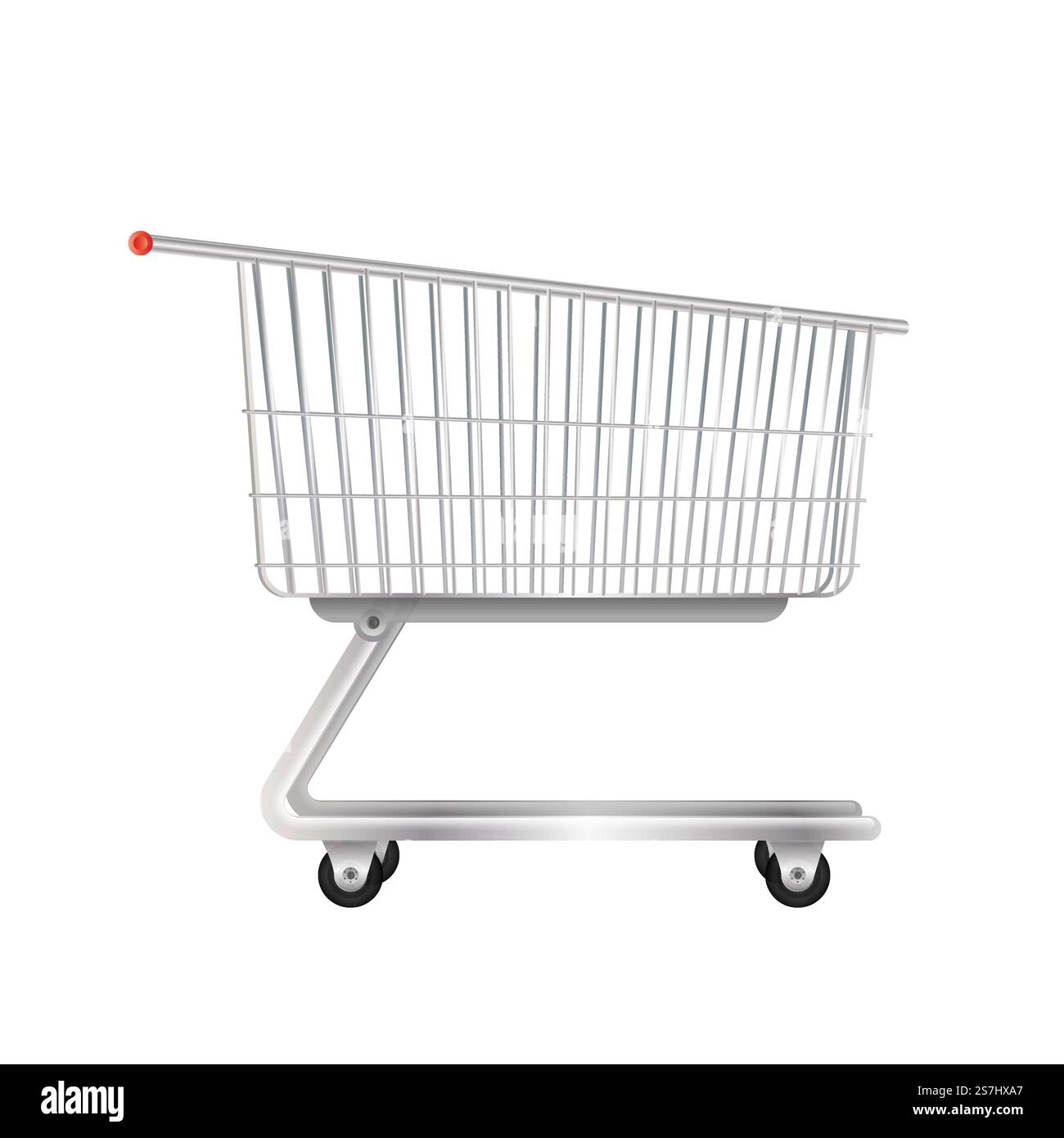 Metal trolley from the supermarket. Cart for shopping in the store ...