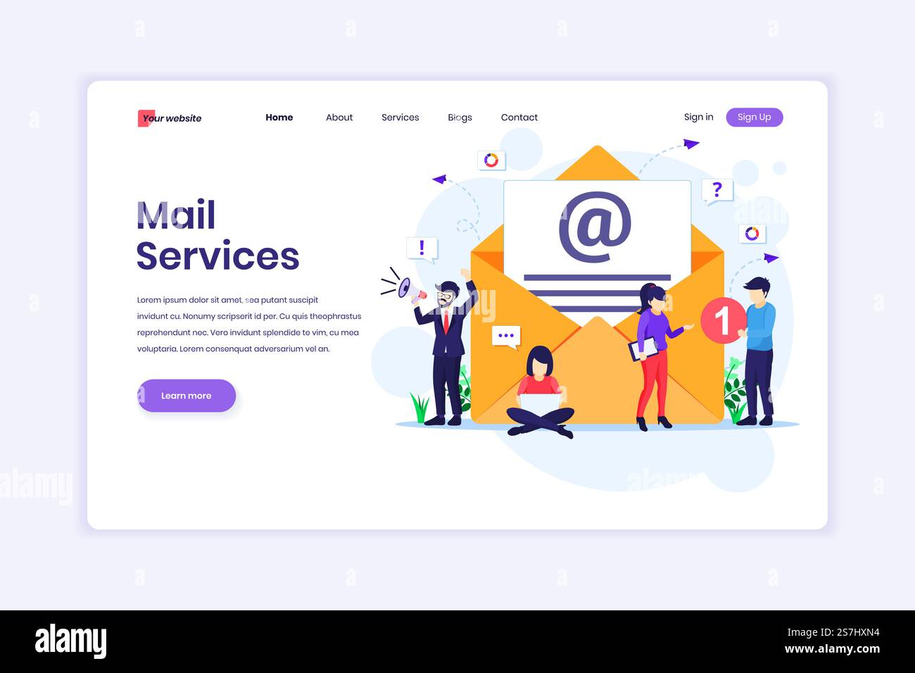 Landing page design concept of Email marketing services, Advertising ...