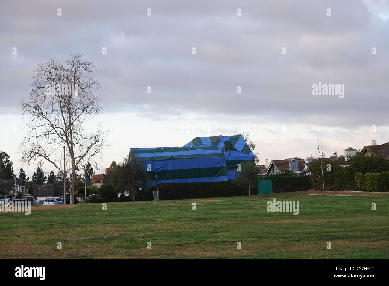 Residential home in Southern California USA tented for bug and termite ...