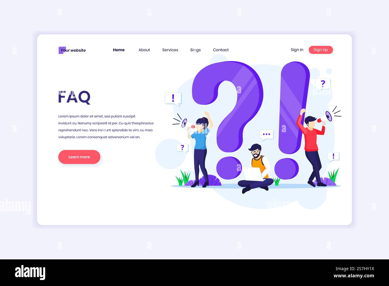 Landing page design concept of Frequently Asked Question or FAQ concept ...