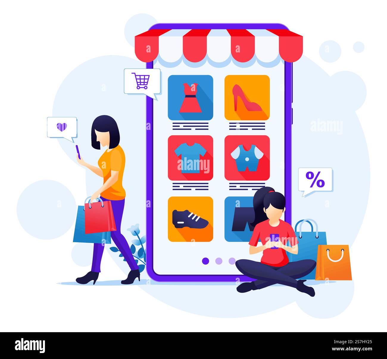 Online shopping concept, young women buying products in the online ...