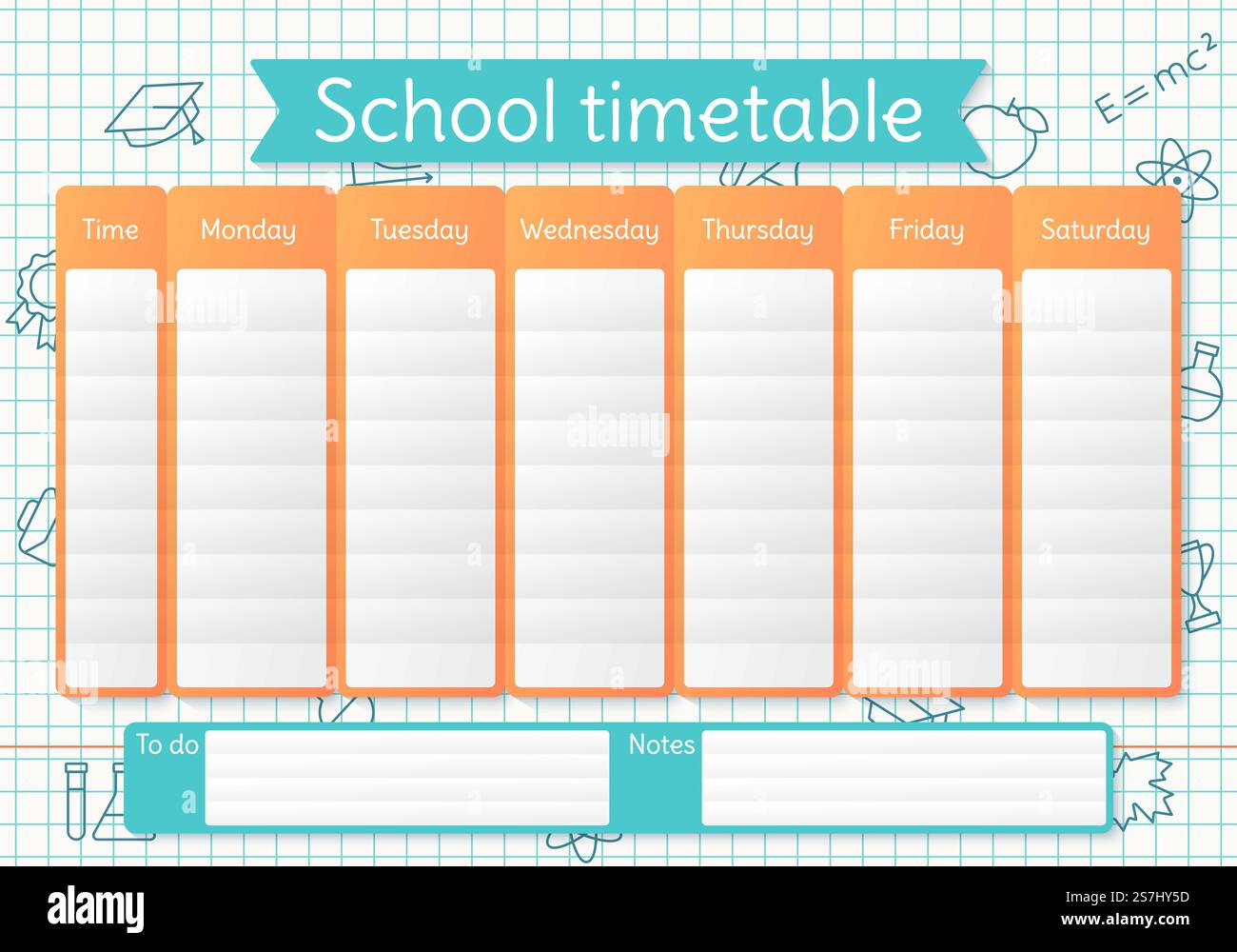 School timetable. Schedule for kids. Weekly time table with lessons ...