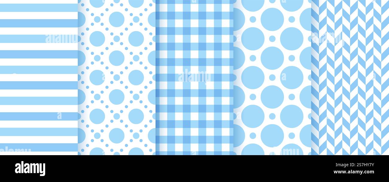 Seamless blue patterns. Textures for scrapbook, baby shower, birthday ...