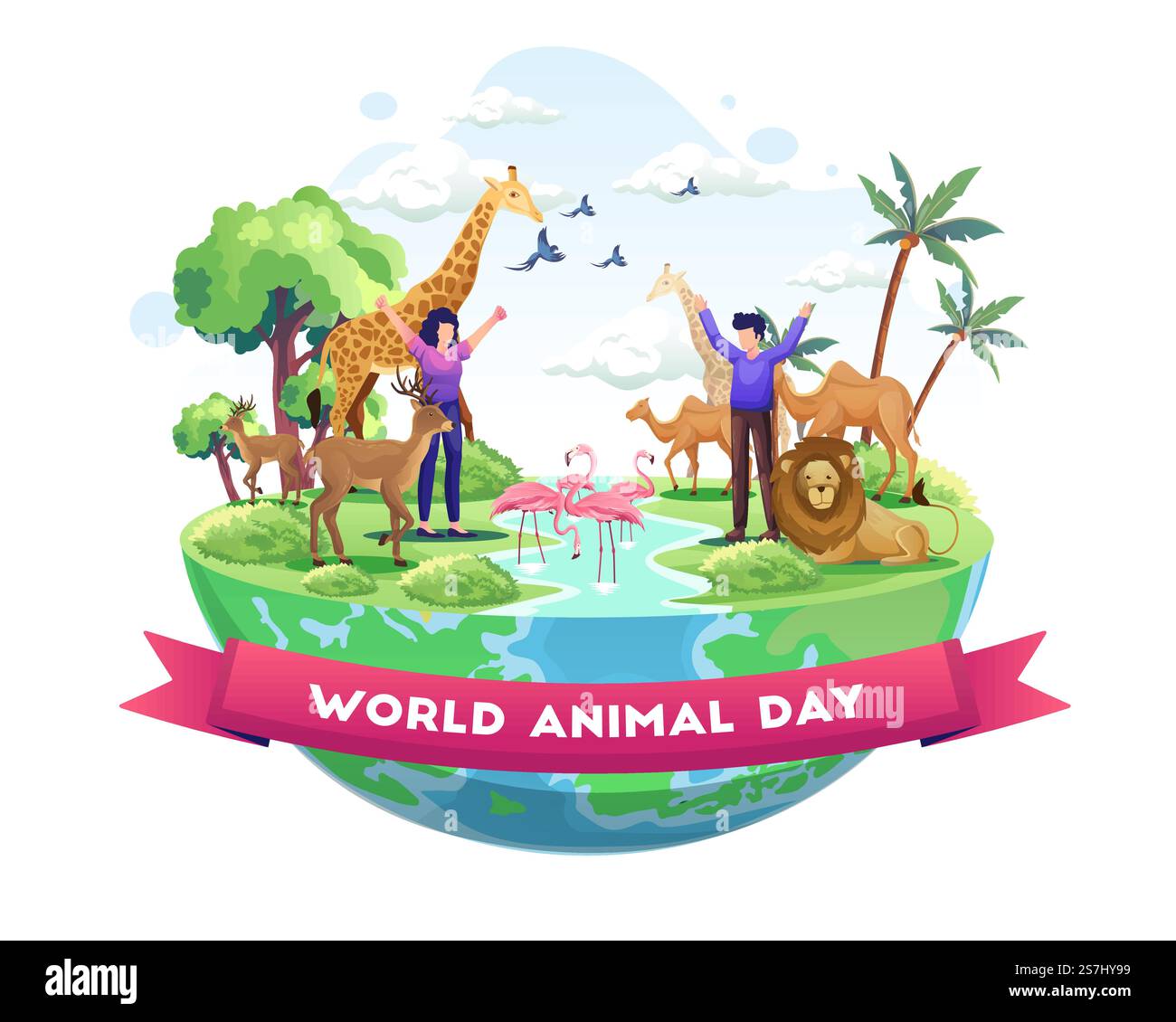 People Celebrate World Animal Day. Animals on the planet, Wildlife Day ...