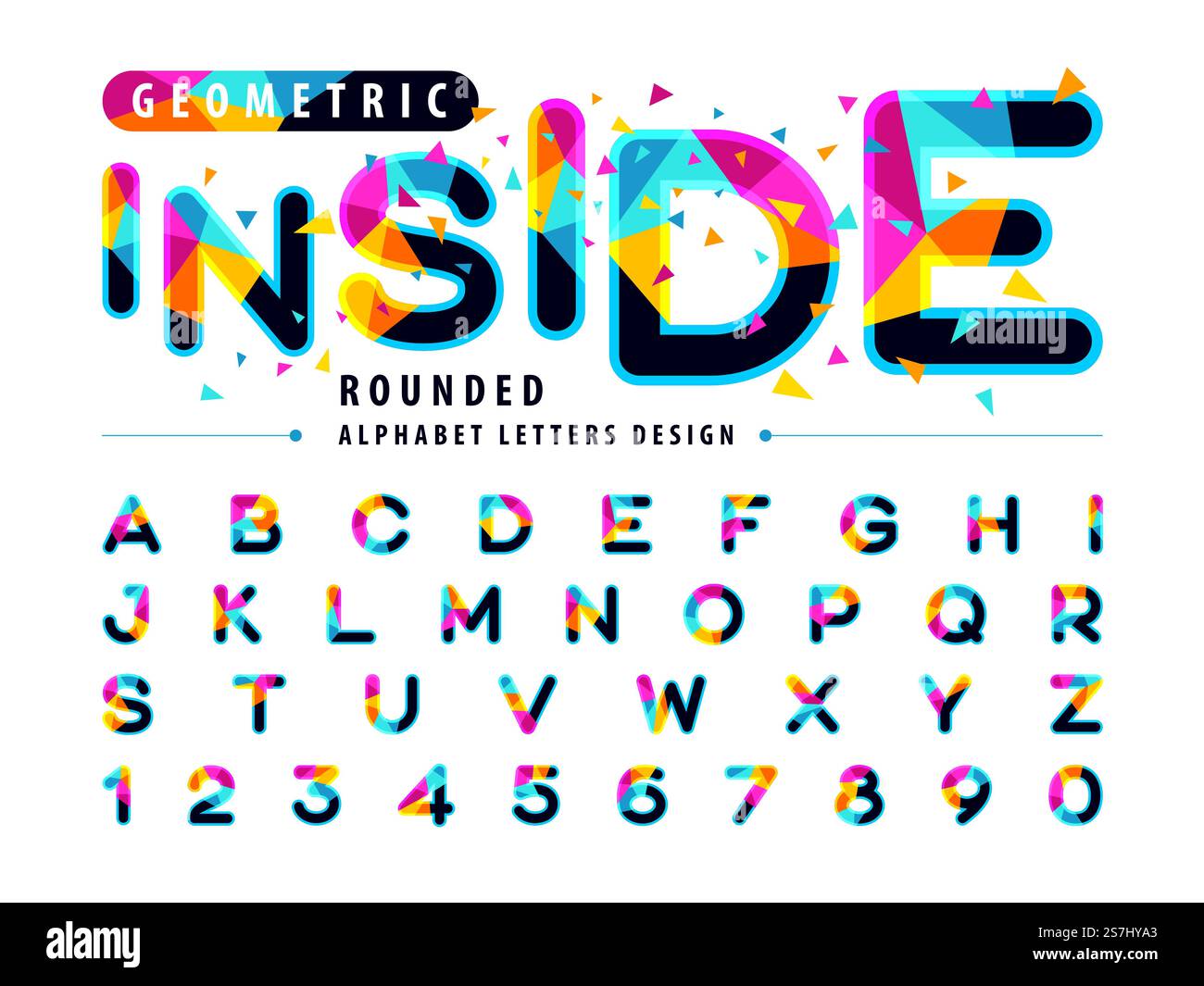 Vector of Geometric Alphabet Letters and numbers, Modern Colorful ...