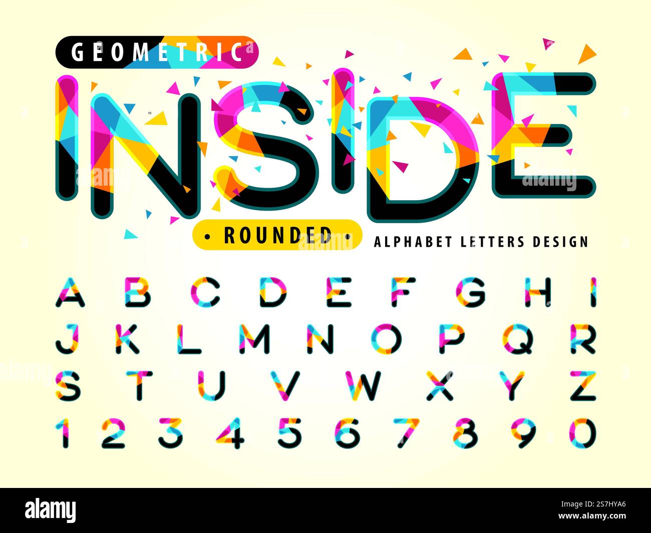 Vector of Geometric Alphabet Letters and numbers, Modern Colorful ...