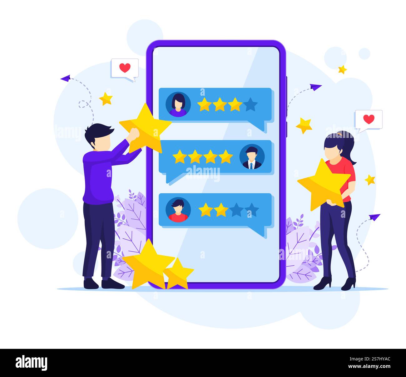 Customer reviews concept, People giving stars rating, feedback ...