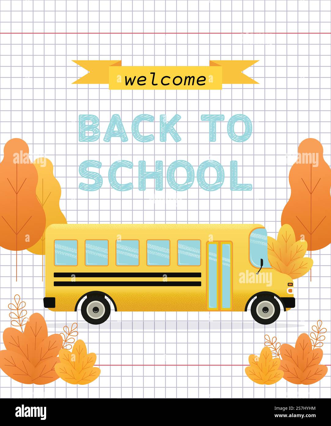 Back to school welcome banner. Vector. Poster with text, yellow school ...