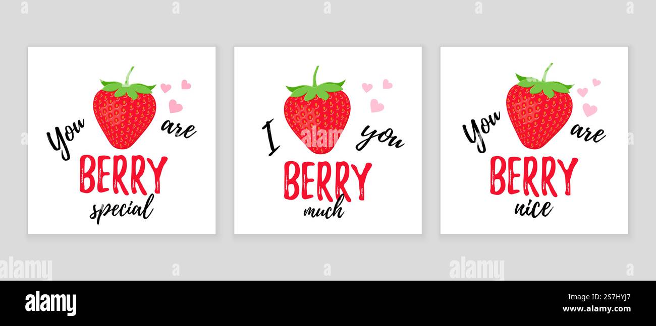 Funny strawberry slogan. Quote with strawberry. Cute love pun. Vector ...