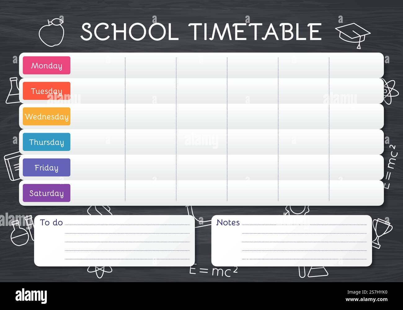 School timetable. Schedule template for kids. Student plan on ...