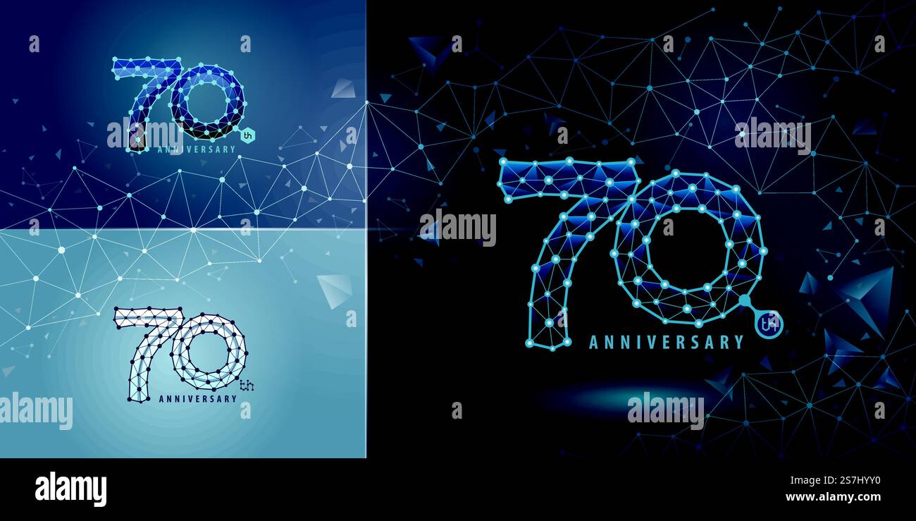 Set of 70th Anniversary logotype design, Seventy years Celebrating ...
