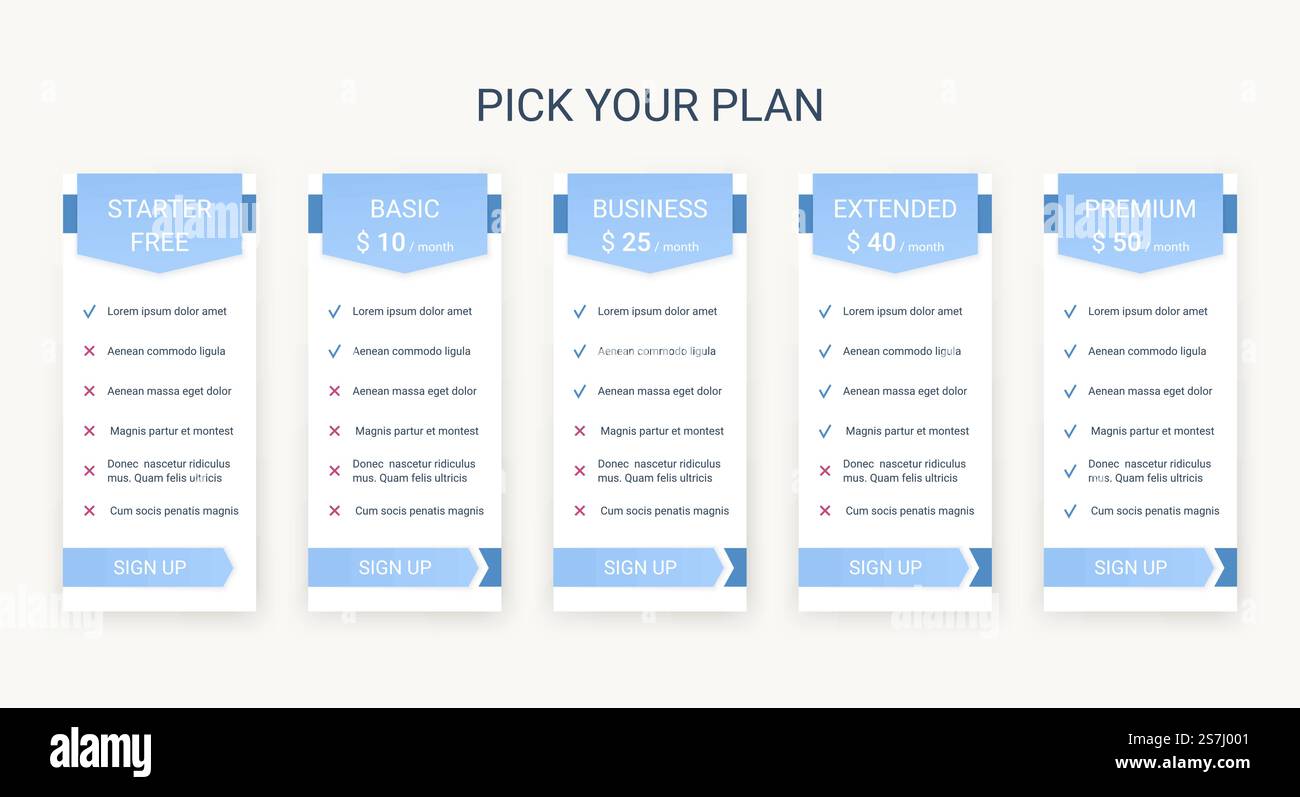 Table chart template. Price comparison layout. Pricing data grid. Spreadsheet page Stock Vector ...