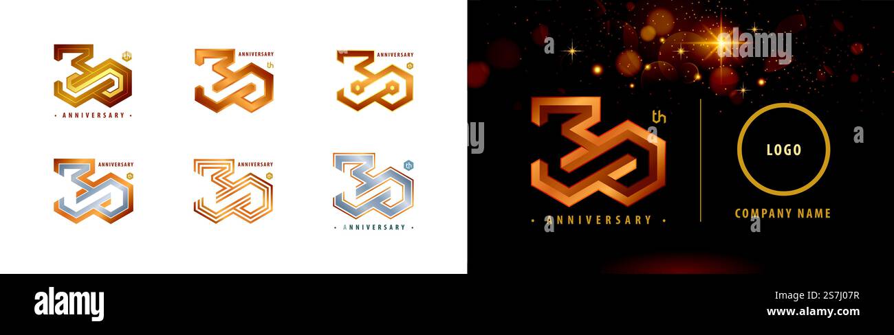 Set of 30th Anniversary logotype design, Thirty years anniversary ...
