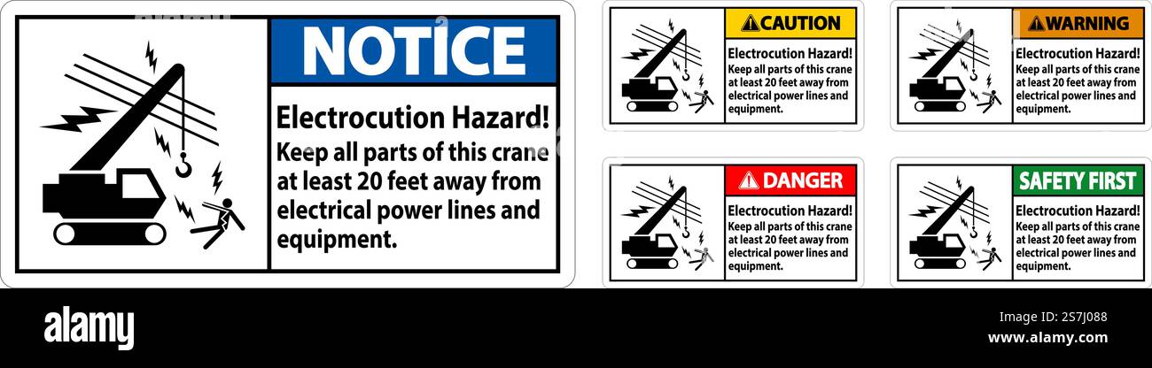 Caution Sign Electrocution Hazard, Keep All Parts Of This Crane At ...