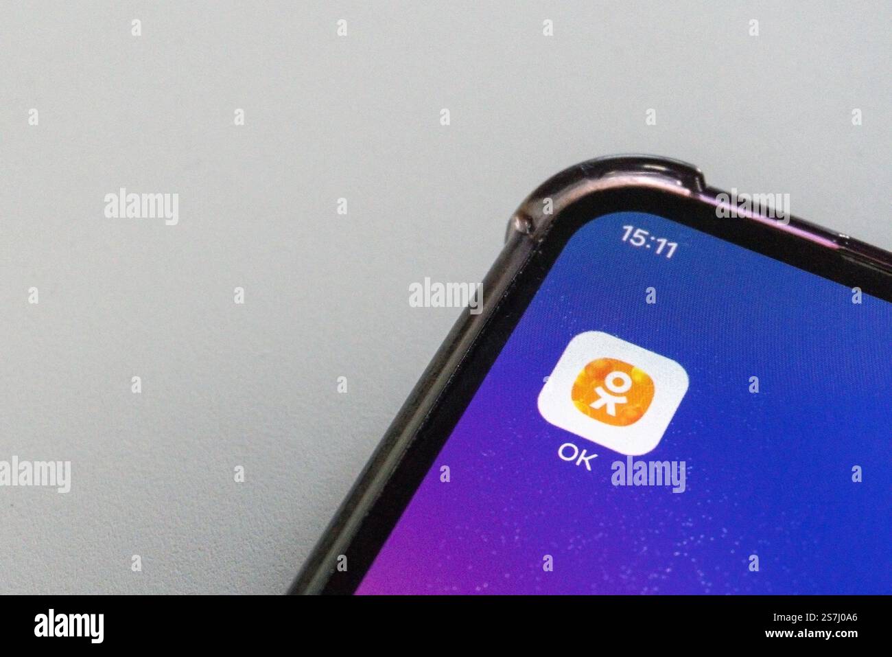 Moscow, Russia - January 19, 2025:Smartphone showing ok app icon on ...