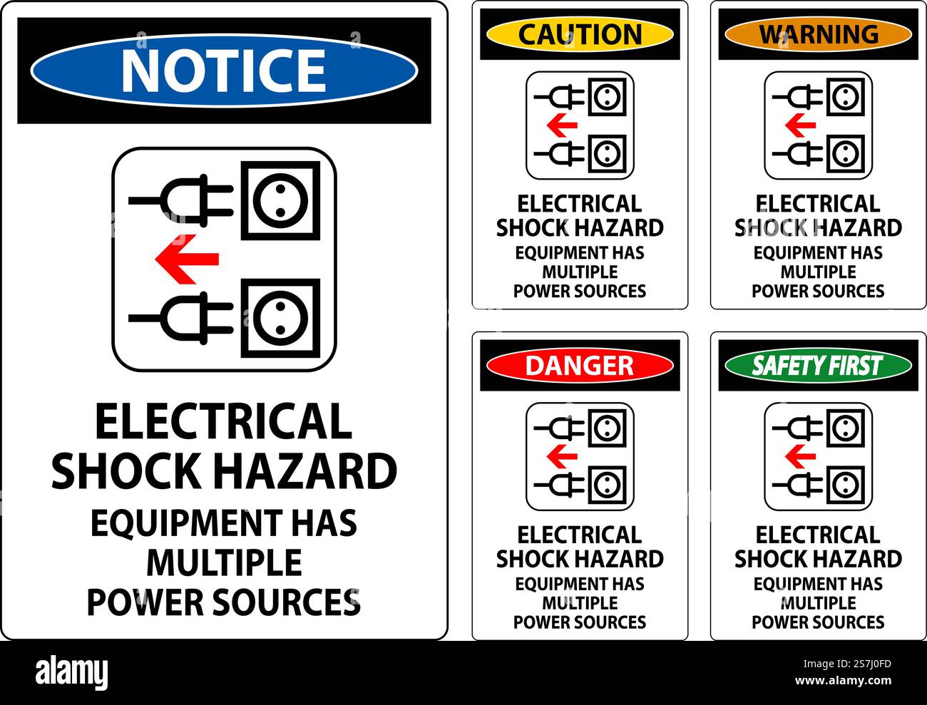 Danger Sign Electrical Shock Hazard, Equipment Has Multiple Power ...