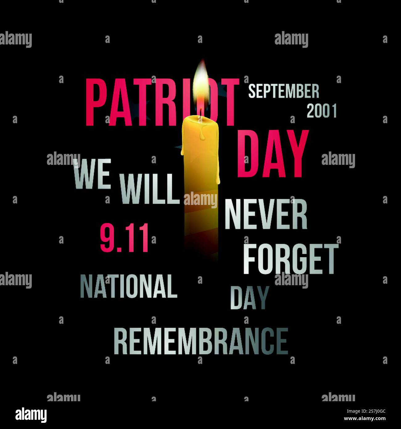 Vector concept design for Patriot day with flag of usa, candles and ...