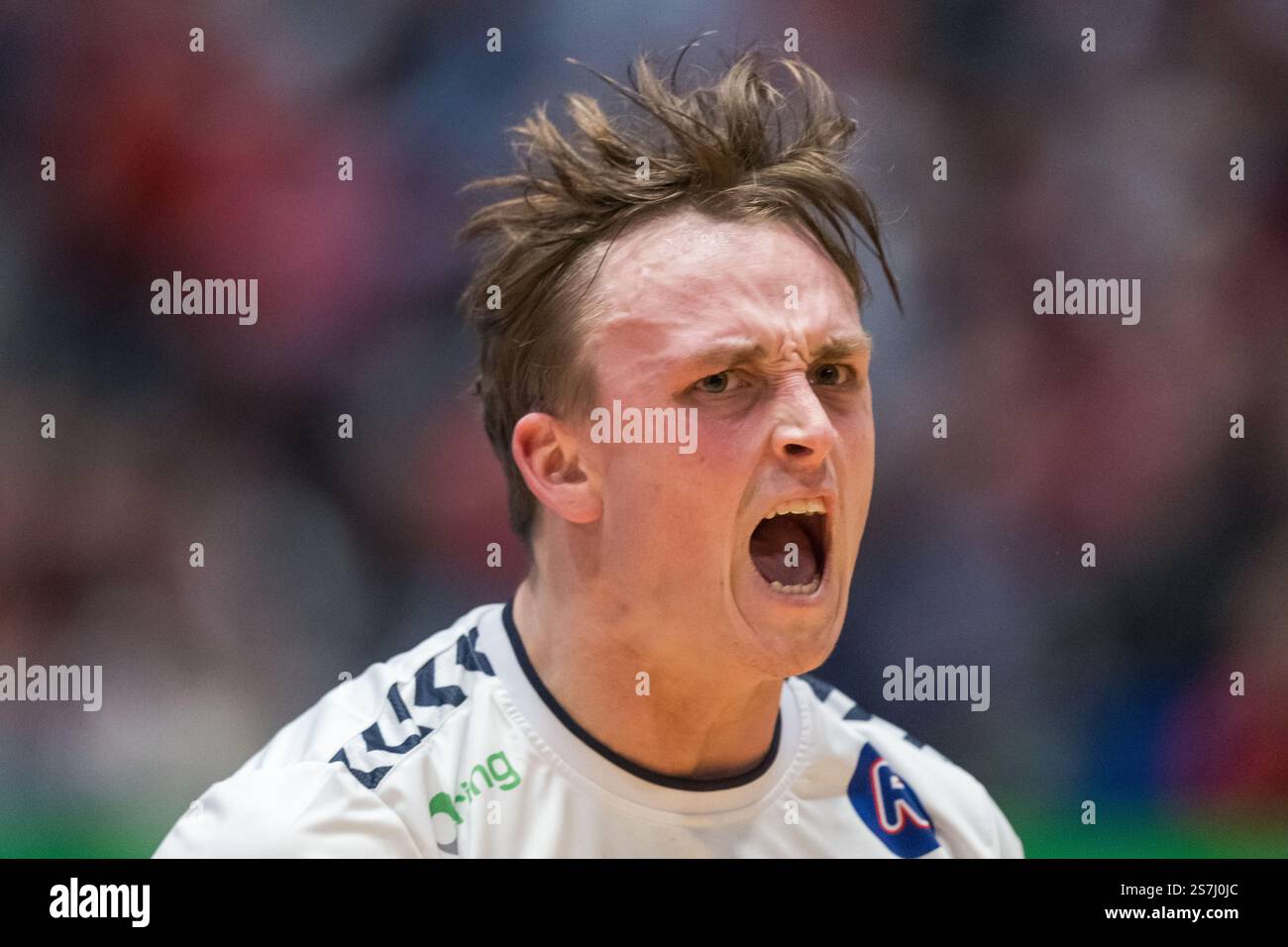 Tobias Schølberg Grøndal of, Norway. , . celebrates during the 2025 IHF ...