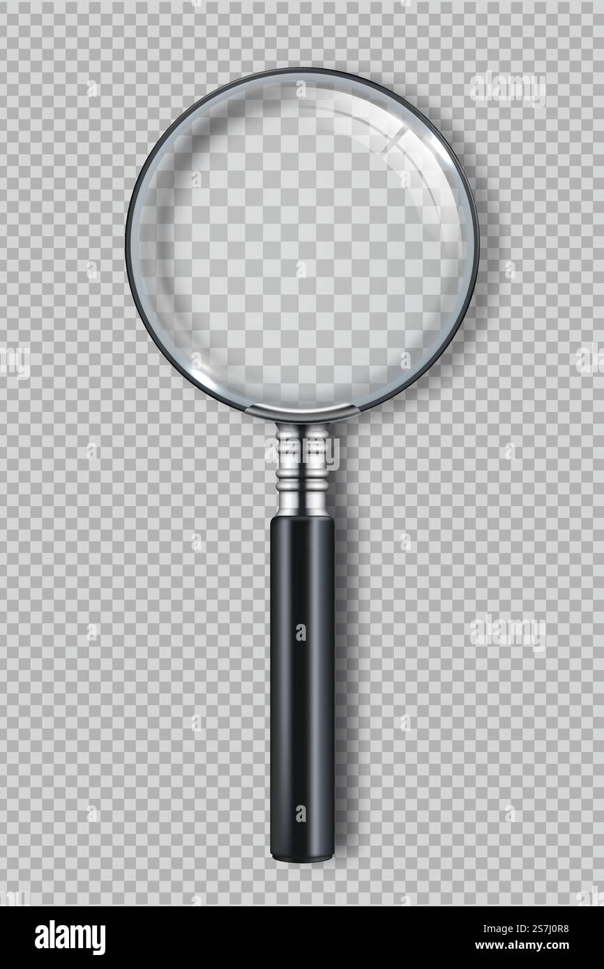 Magnifying glass. Zoom realistic symbols vector detective item. Magnify ...