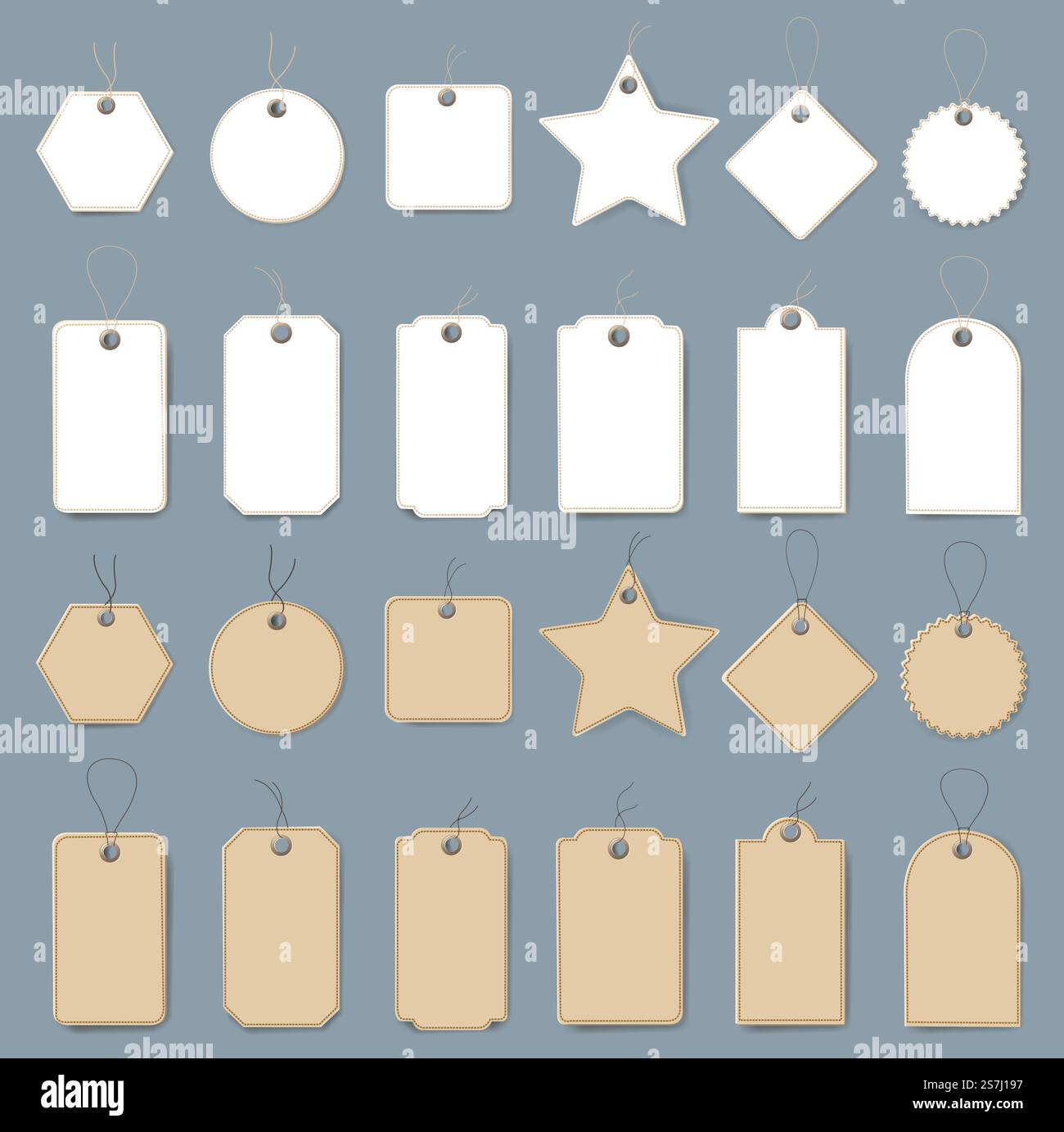 White And Cartoon Labels Set Isolated Grey Background With Gradient ...