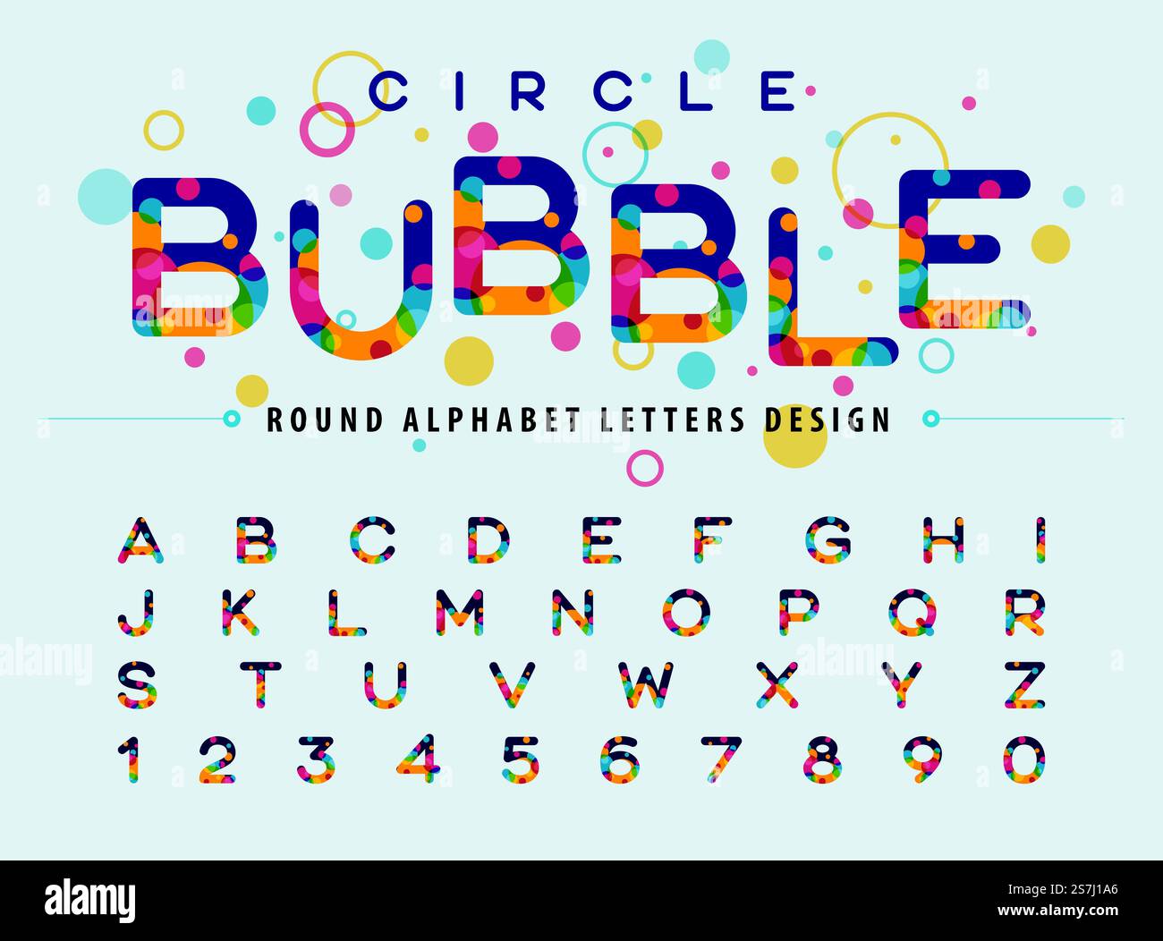 Abstract Colorful Circles inside Alphabet Letters and numbers, Modern ...