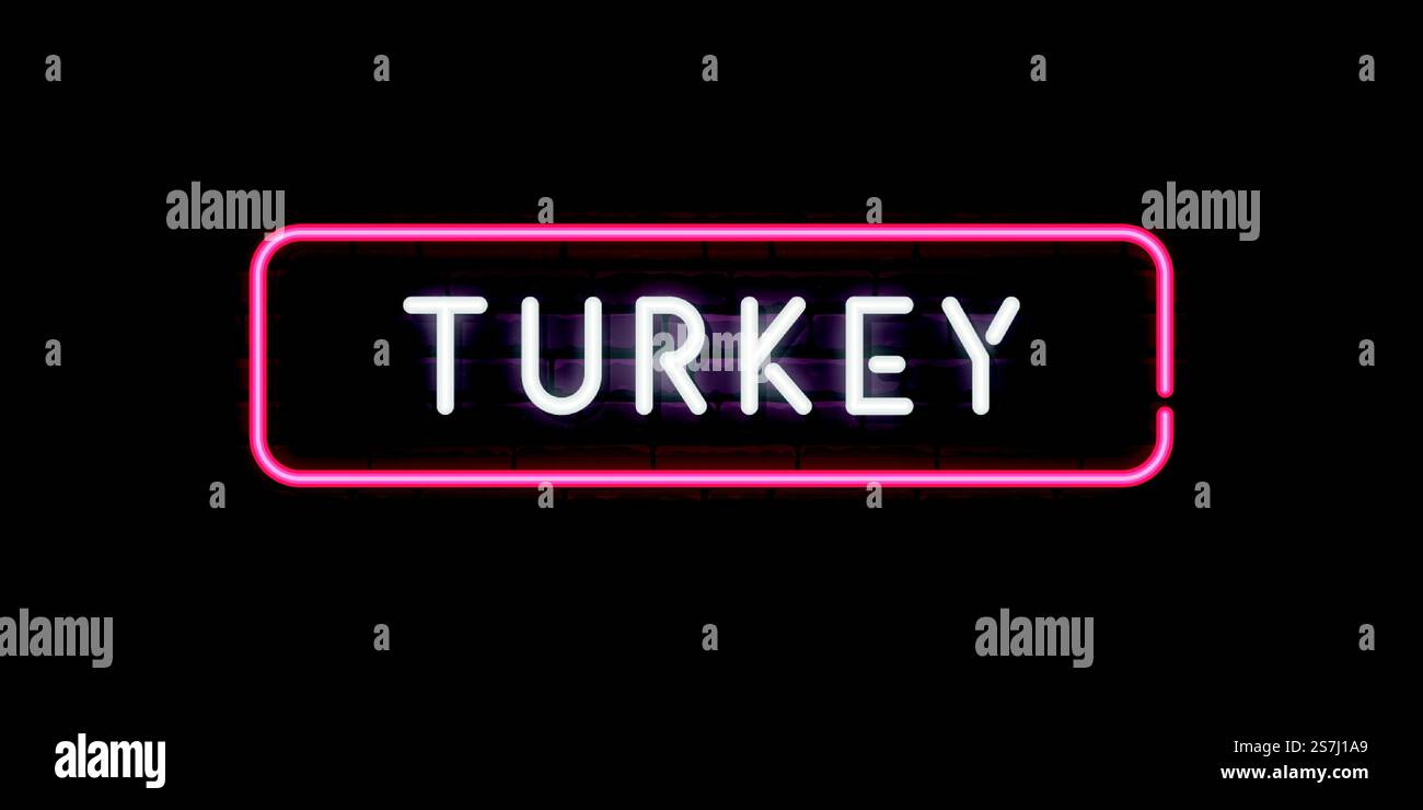 Turkey neon sign. Bright light signboard. Vector banner Stock Vector ...
