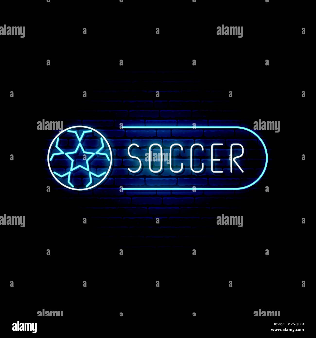 Soccer neon sign. Soccer Match emblem in trendy neon style. European ...