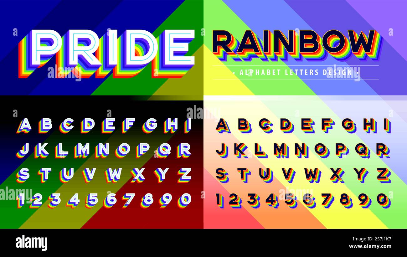 Vector of rainbow flag colors alphabet letters and numbers hi-res stock ...