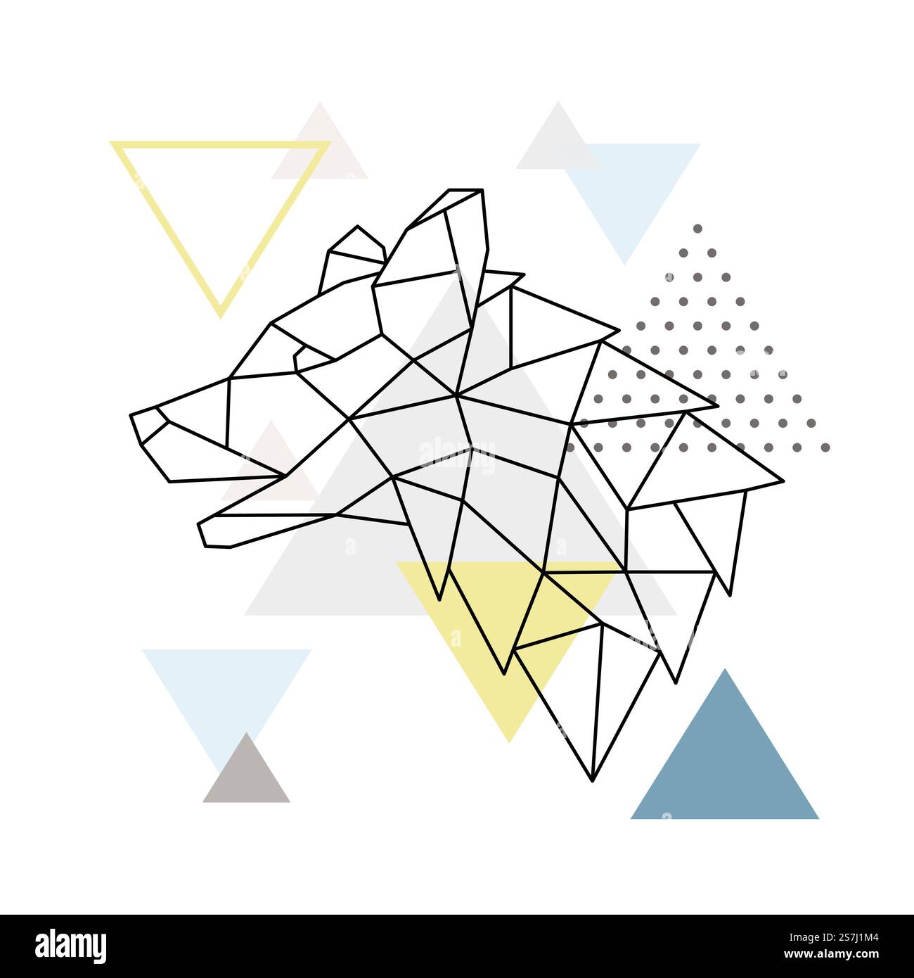 Geometric Wolf silhouette on triangle background. Polygonal emblem ...