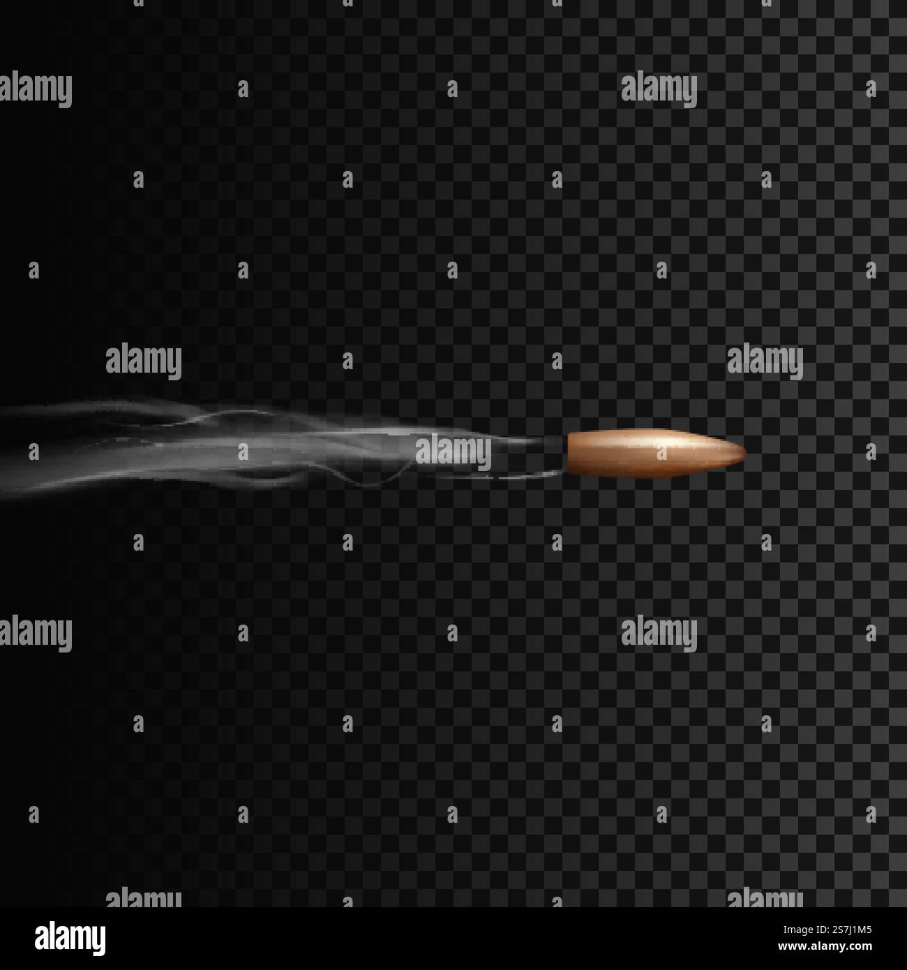 Realistic bullet in motion with smoke effect. Vector illustration ...