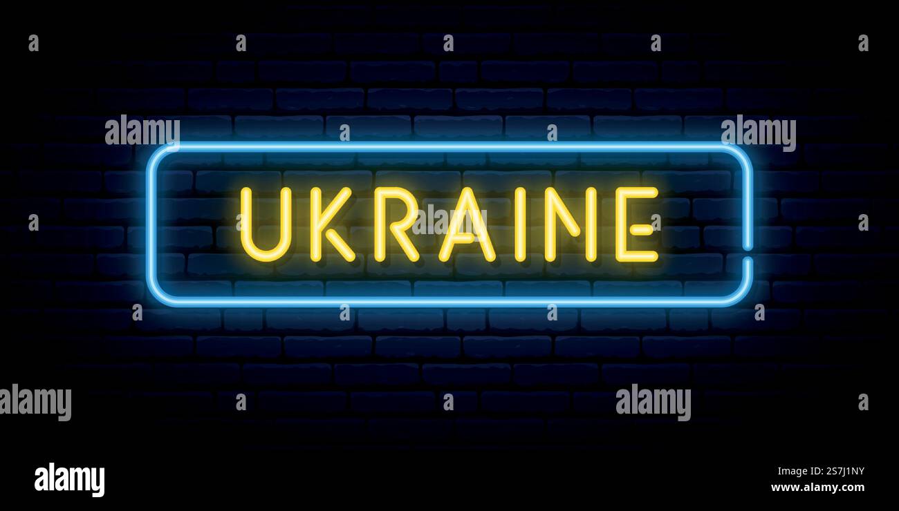 Ukraine neon sign. Bright light signboard. Vector banner Stock Vector ...