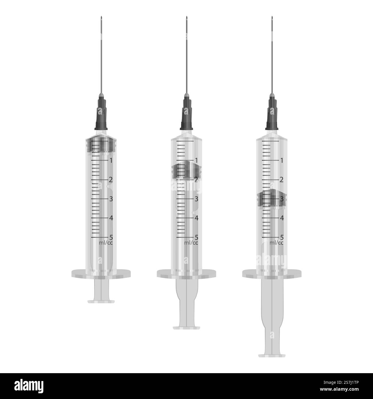Set of medical syringes. Illustration of medical syringes with needles ...