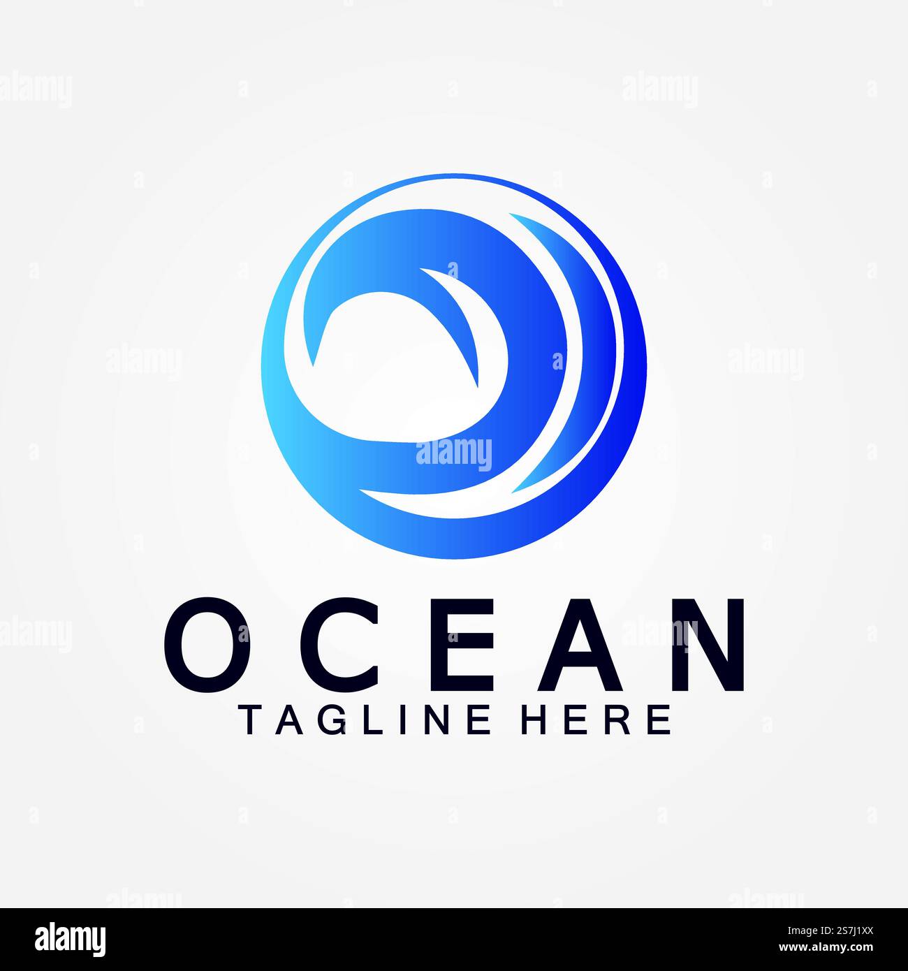 wavy blue ocean water letter O ocean wave logo design vector Stock ...