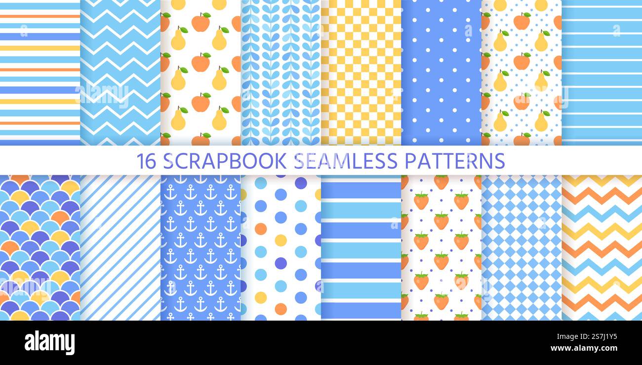 Scrapbook background, seamless pattern. Vector. Cute paper for scrap ...