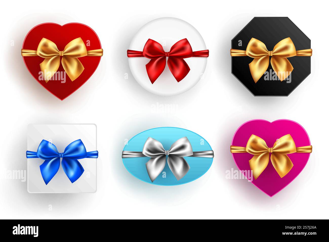 Gift box set. Collection of different present boxes isolated on white ...