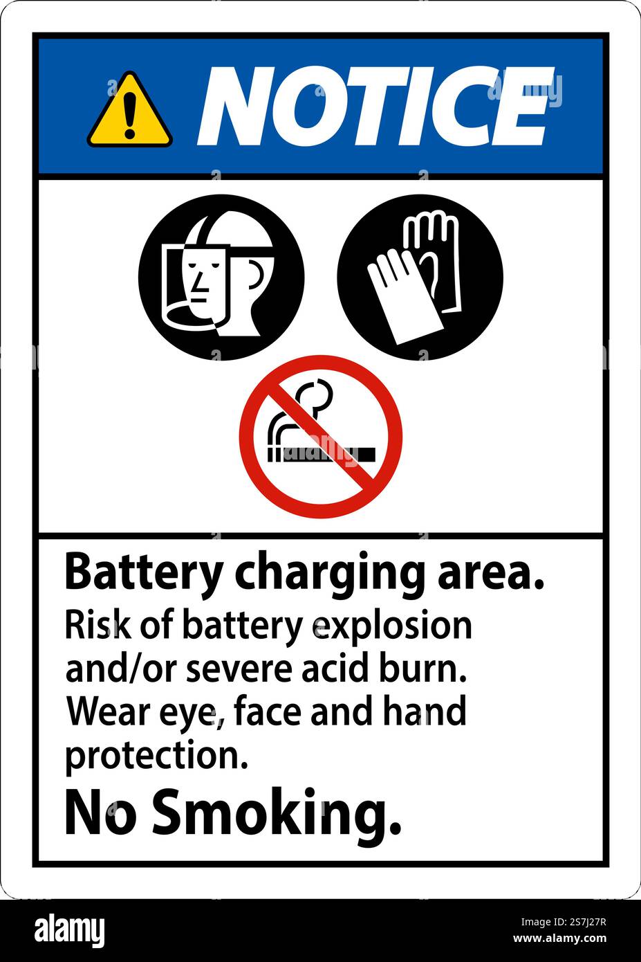 Notice Sign Battery Charging Area, Risk of Battery Explosion or Severe ...