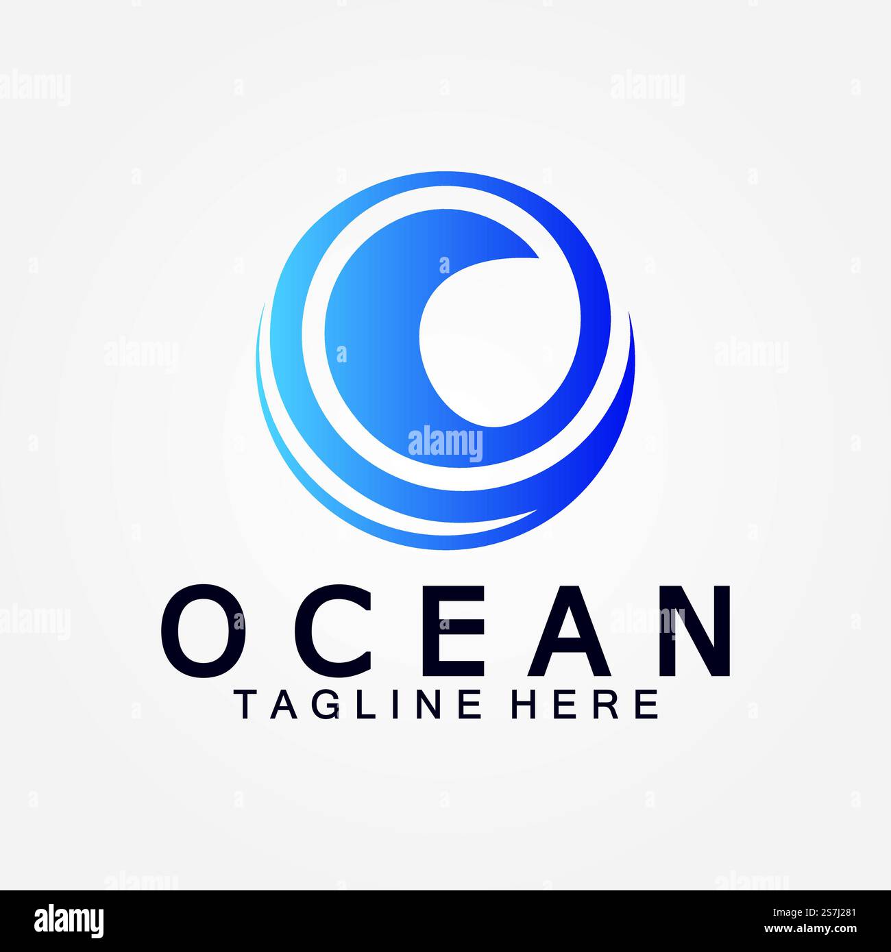 wavy blue ocean water letter O ocean wave logo design vector Stock ...