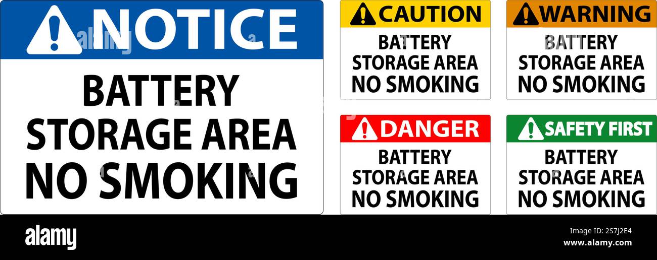 Danger Sign Battery Storage Area No Smoking Stock Vector Image & Art ...