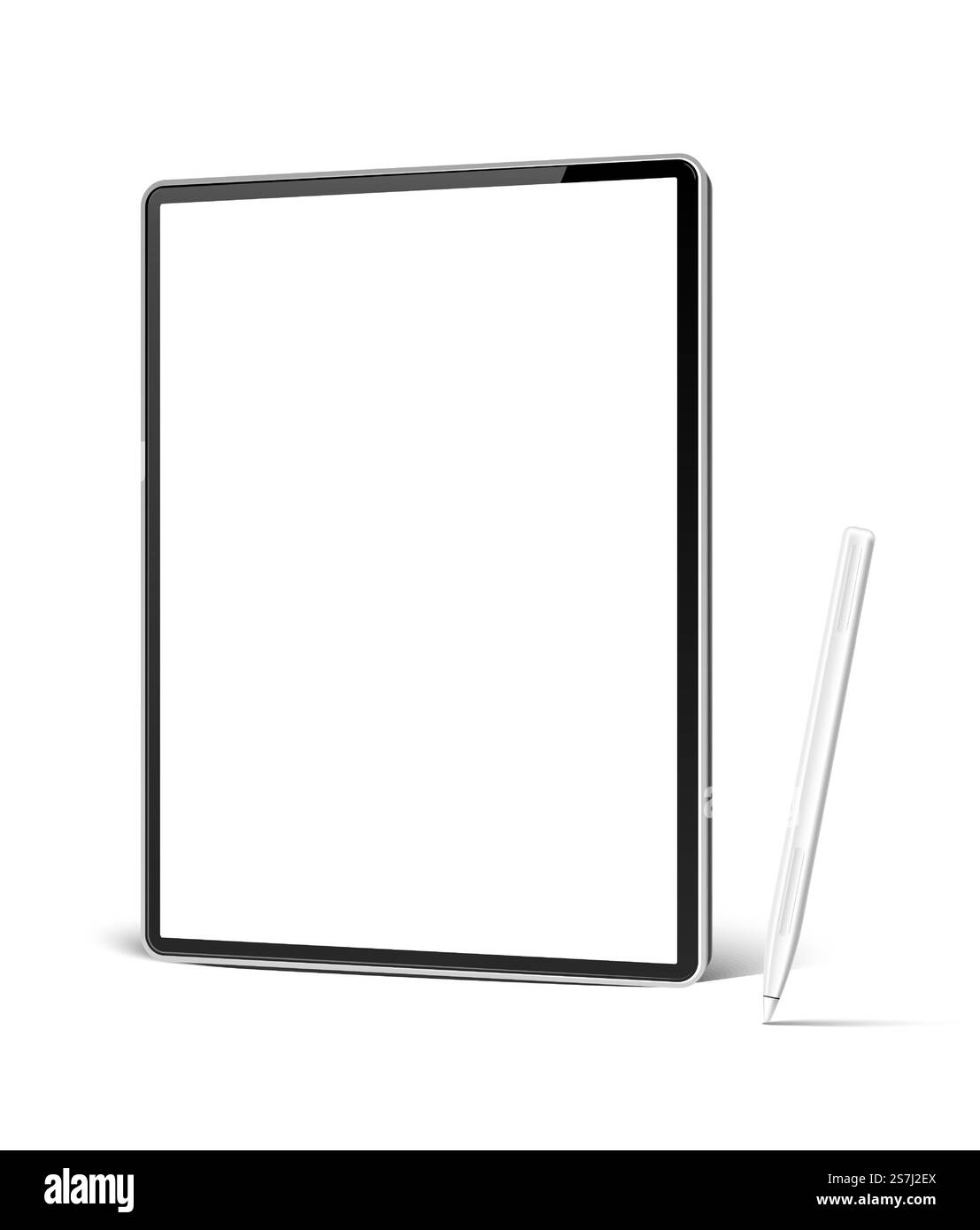 Realistic tablet computer with white pen for digital art and sketching ...