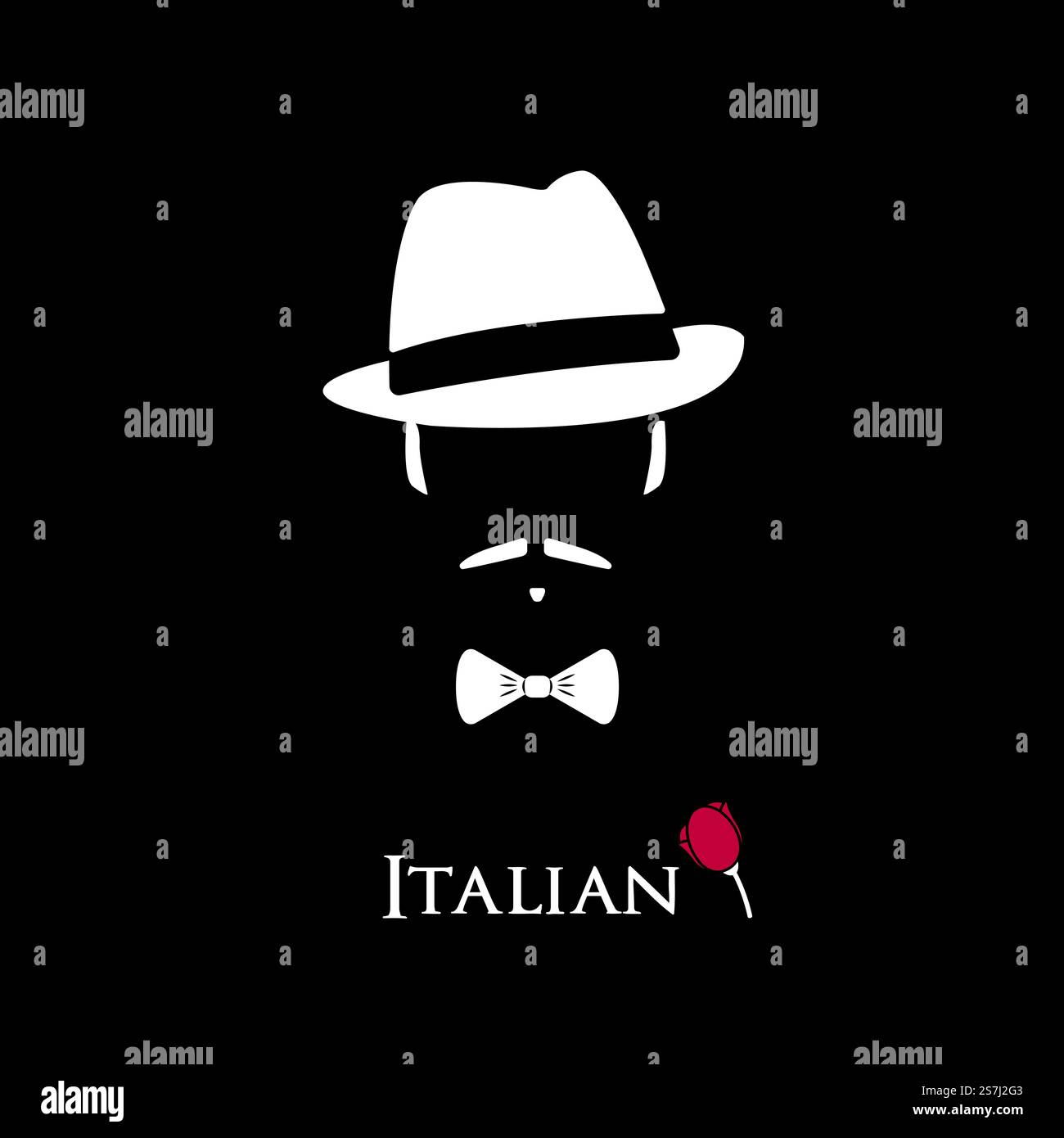 Italian Mafioso. Illustration Man with a mustache and bow tie. Colorful ...
